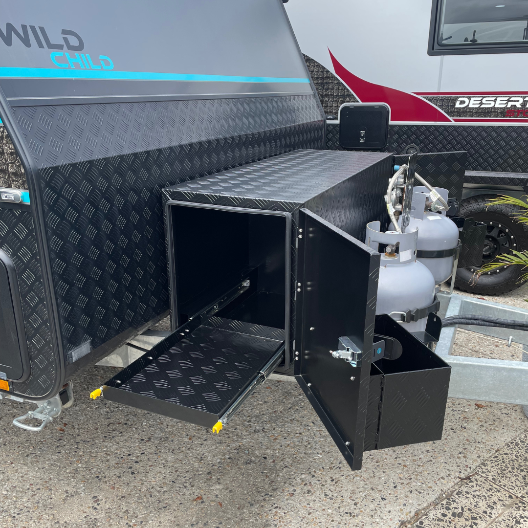 Caravan drawbar storage box store